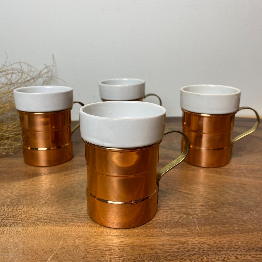 Vintage Copper Mugs With Ceramic Inserts, Moscow Mule Mugs - Etsy