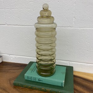 Holmegaard Smoked Ribbed Glass Primula Canister 13” Designed by Jacob ...