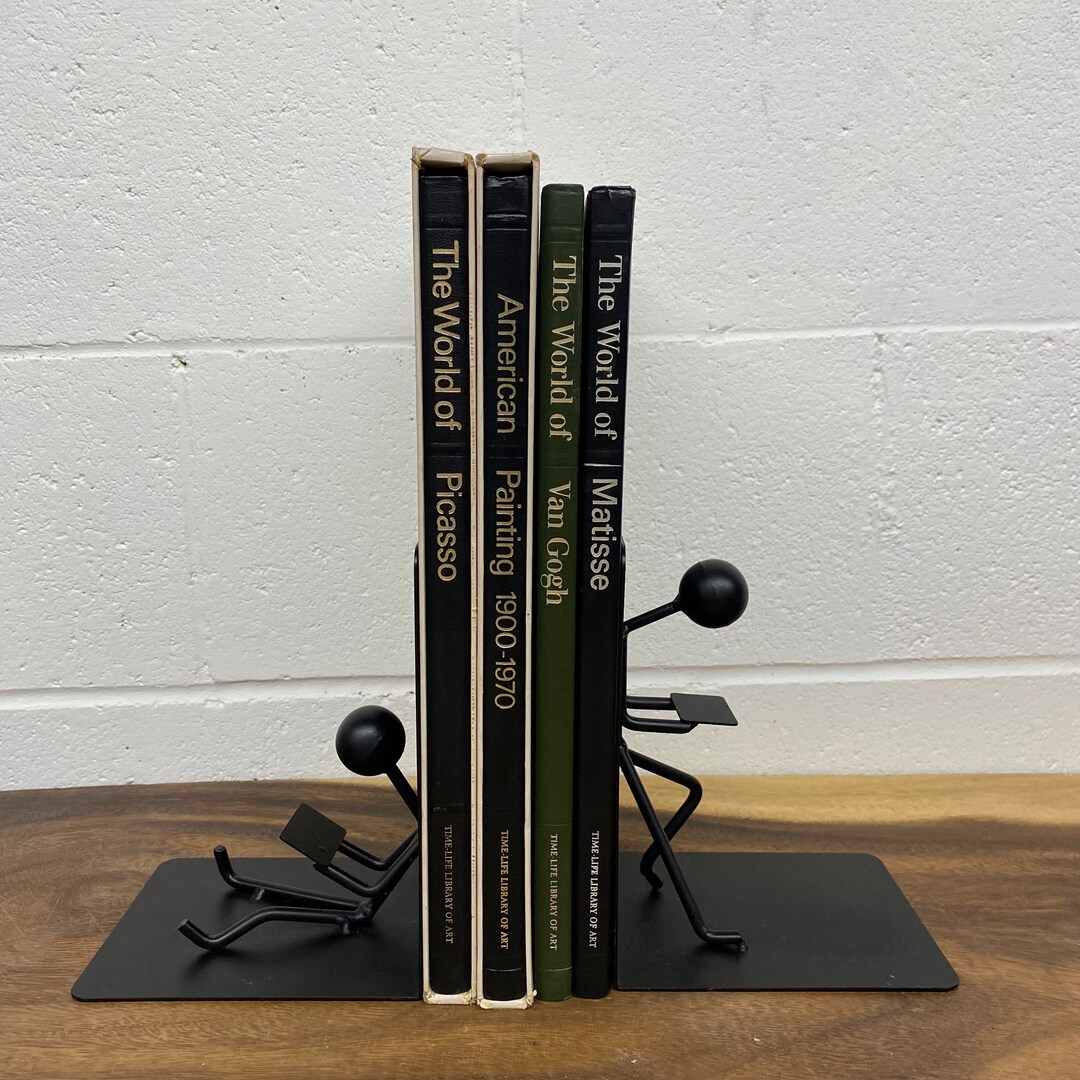 Bookworm Reading Metal Stick Figures Bookends - Etsy