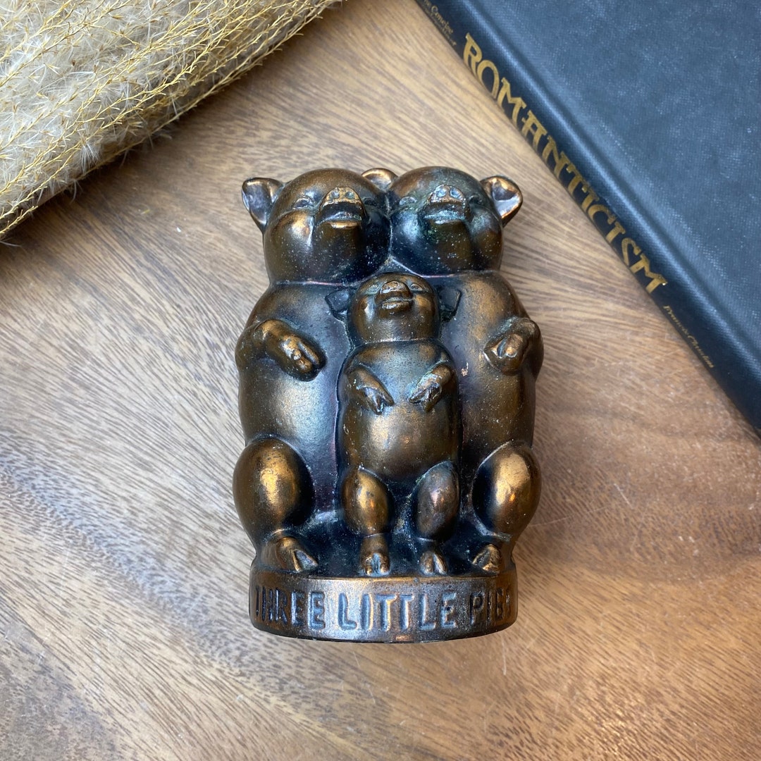 Three Little Pigs Copper Coin Piggy Bank, Nursery Rhyme, Nursery Decor ...