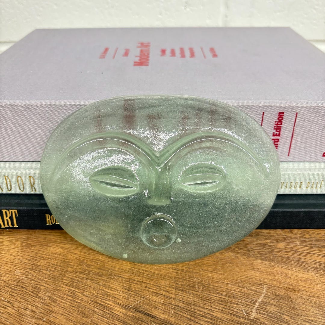 Vintage Glass Face Sculpture or Paperweight - Etsy