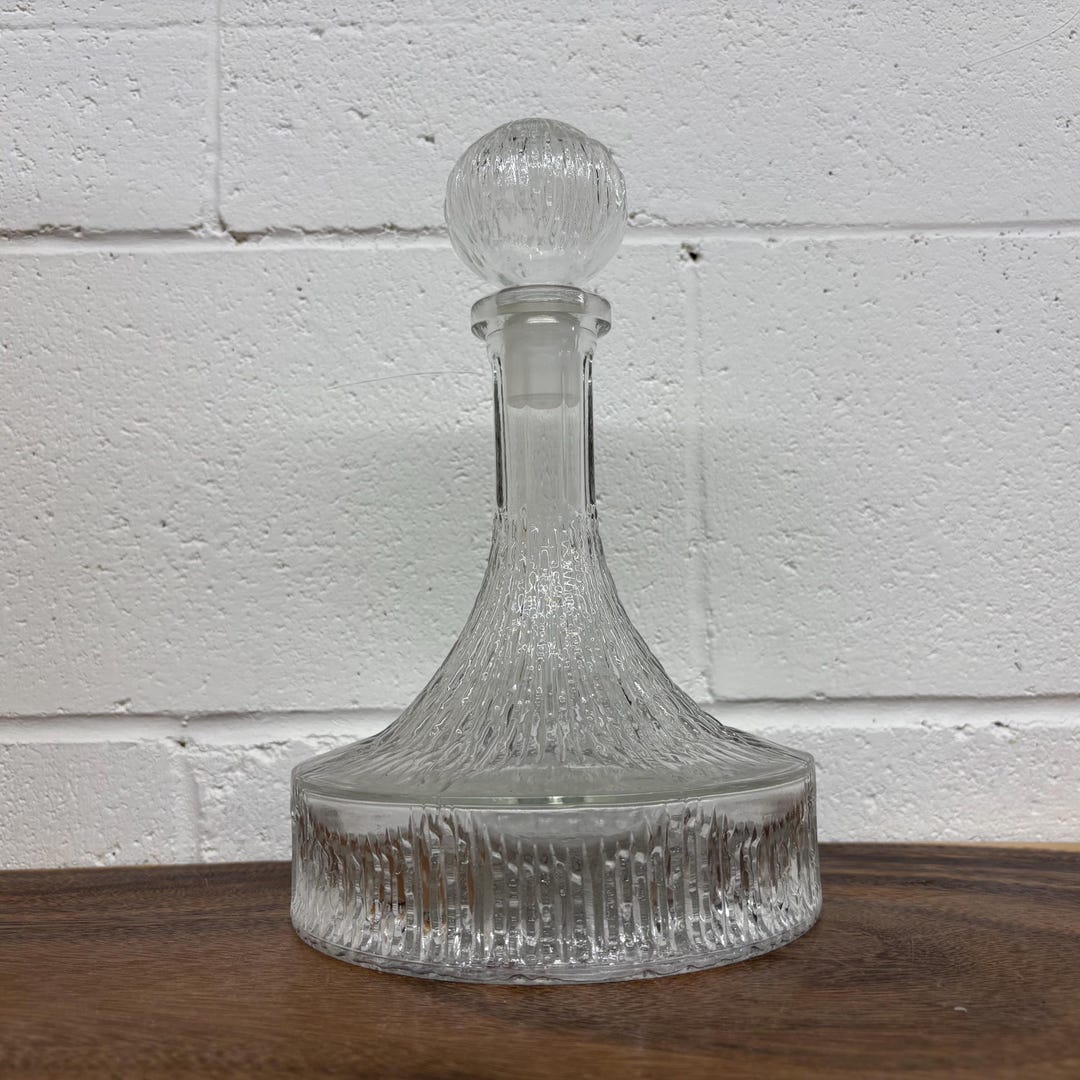 Vintage Mid Century Oberglas Decanter Tree Bark Textured Glass - Etsy