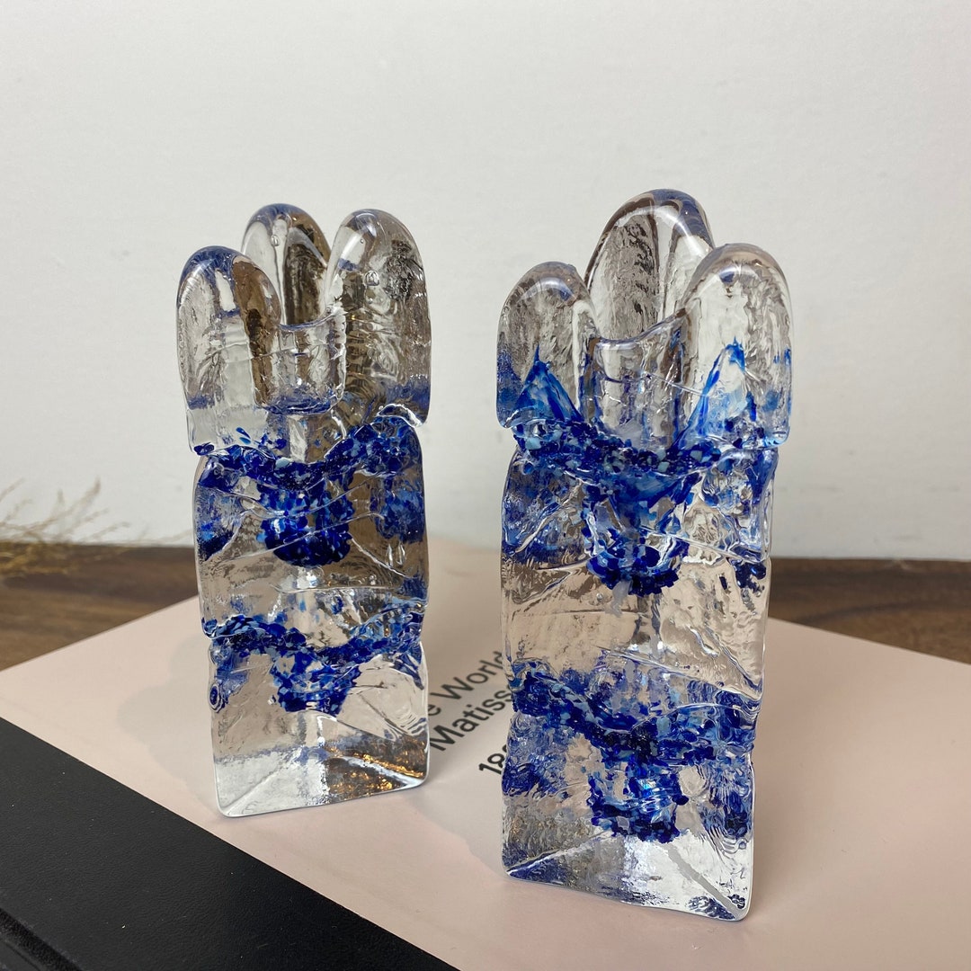 Mid Century Thorne Signed Art Glass Candle Holders - Etsy UK
