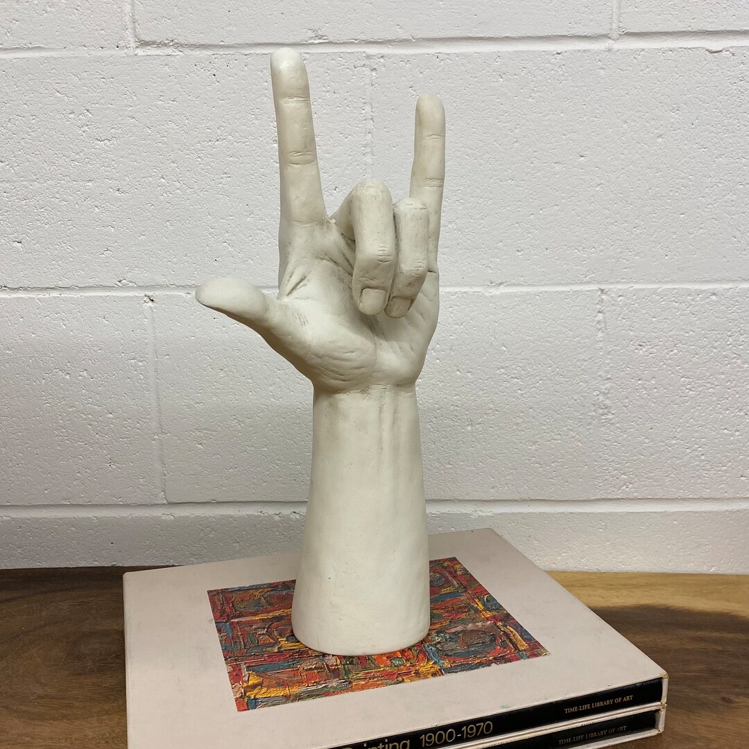 TMS Rock on I Love You Freestanding Hand Sculpture, Body Part Sculpture ...