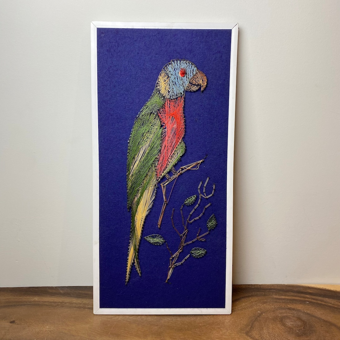 Mid Century String Art Parrot, Tropical Bird - Etsy