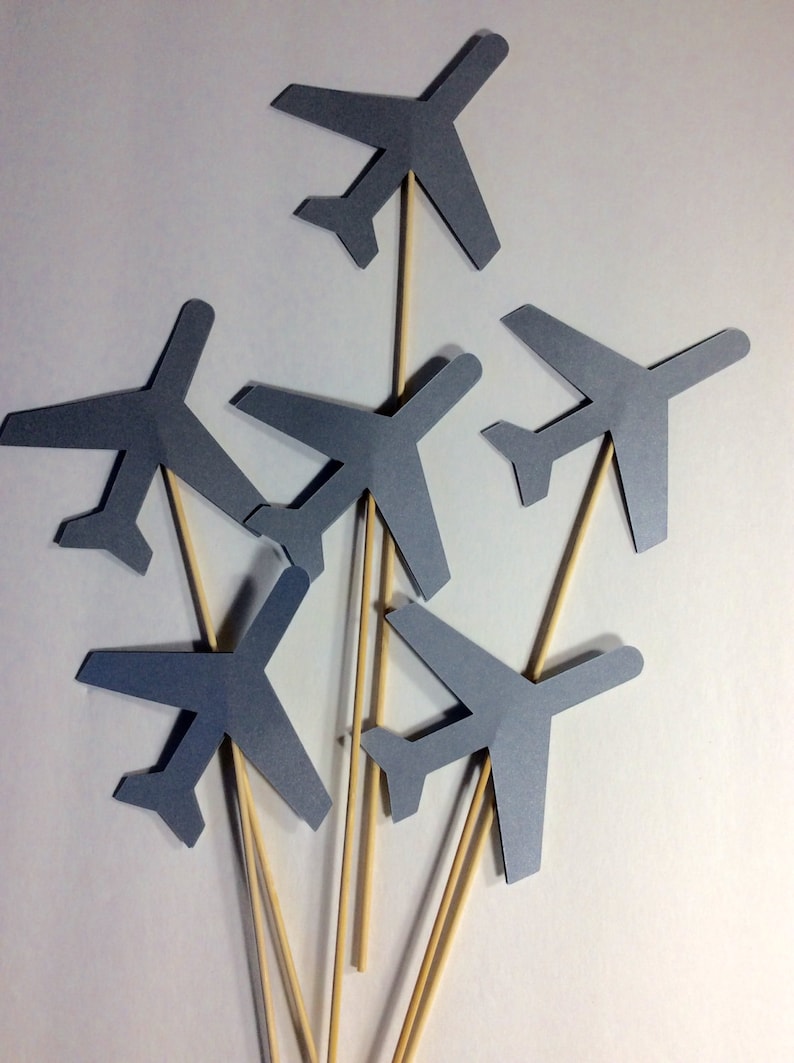 Shiny Gray/silver Airplane Table Decor on 12" Skewers, Centerpiece ...