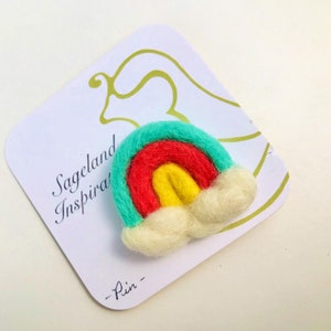 Rainbow Pin - Needle Felted Merino Wool Brooch/accessory/magnet Option ...