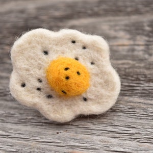 Mini Over Easy Egg Pin, Needle Felted 100% Merino Wool Unique Accessory ...