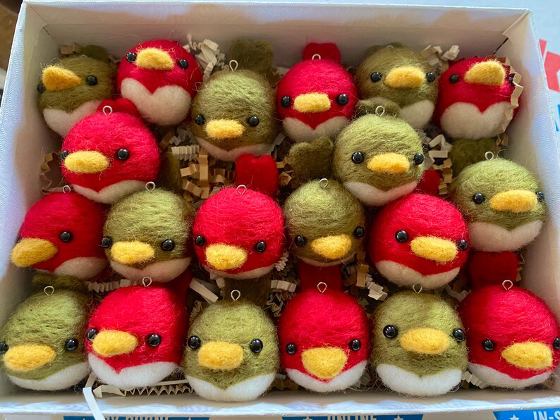 Itty Bitty Felted Bird Ornaments Handmade Needle Felt Merino - Etsy