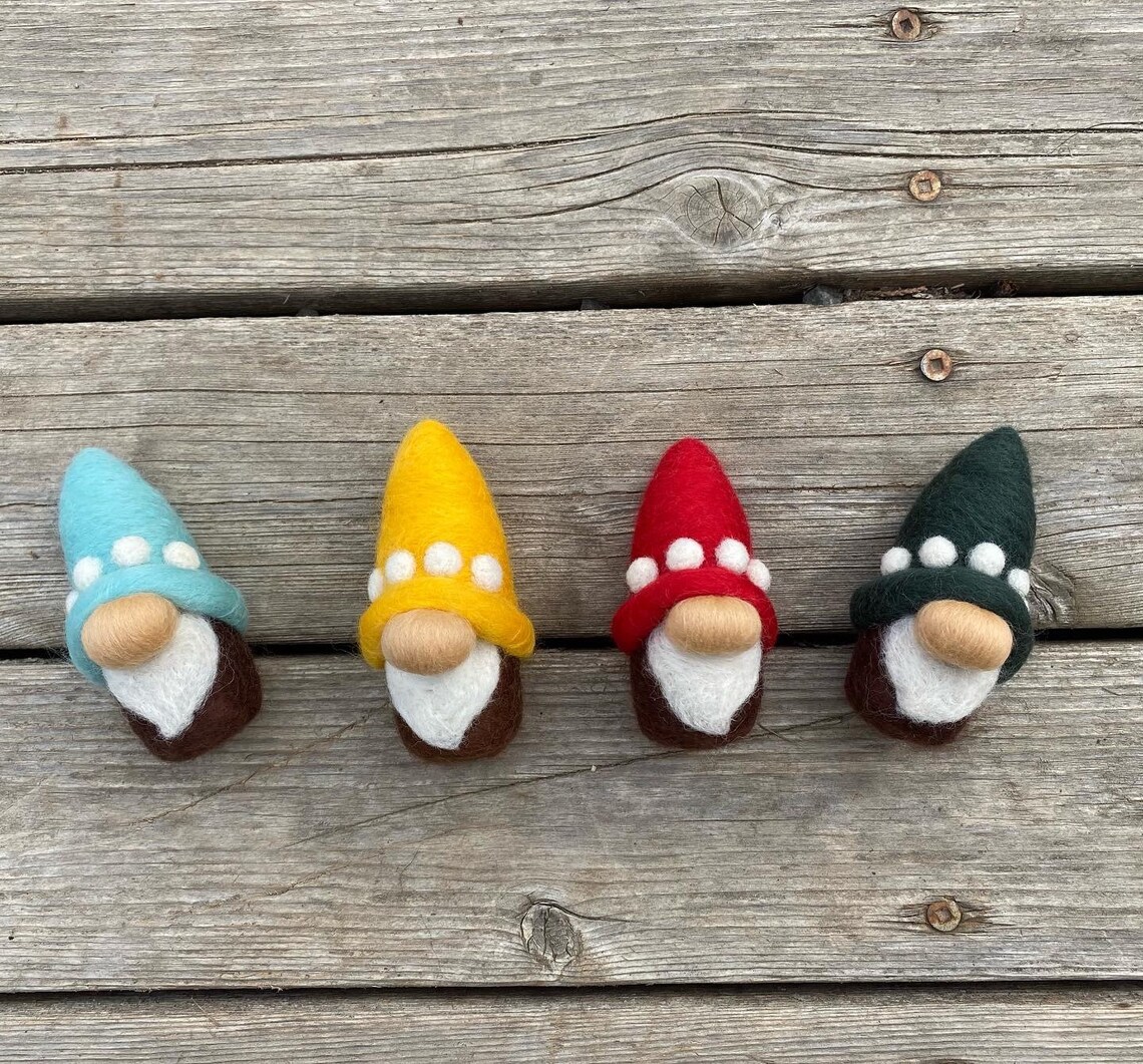 Handmade Merino Wool Needle Felt Gnome Ornament Made to - Etsy