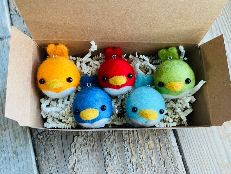 Itty Bitty Felted Bird Ornaments Handmade Needle Felt Merino - Etsy