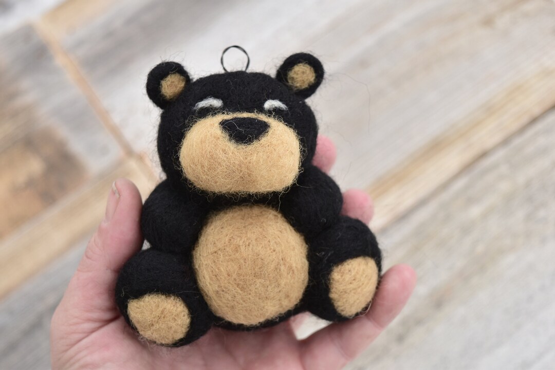 Merino Wool Felted Black Bear, Made to Order, Needle Felted Sculpture ...