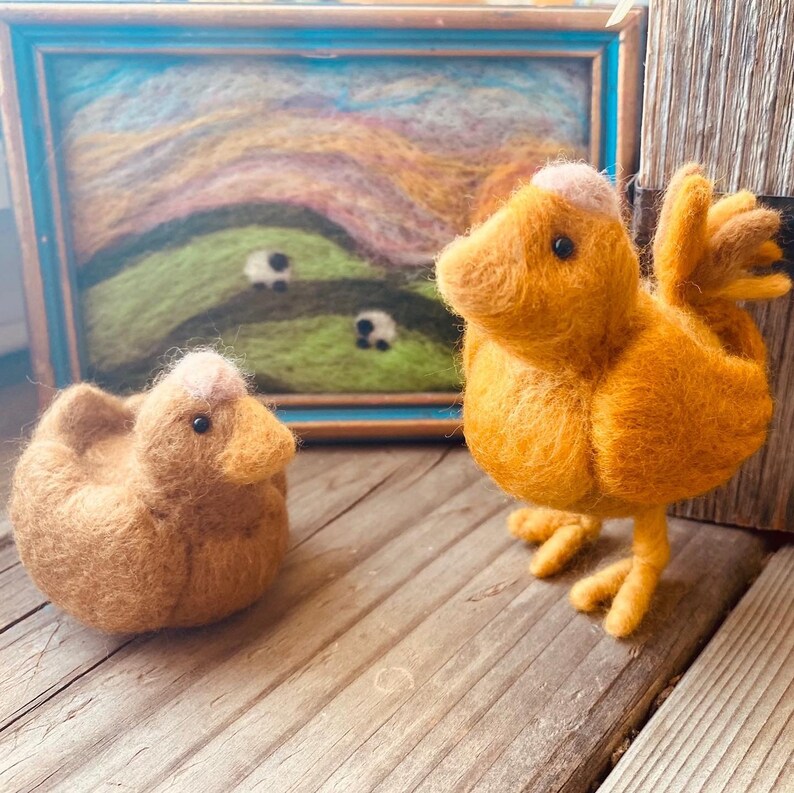 Handmade Merino/rambouillet Wool Needle Hen and Rooster Pair - Etsy
