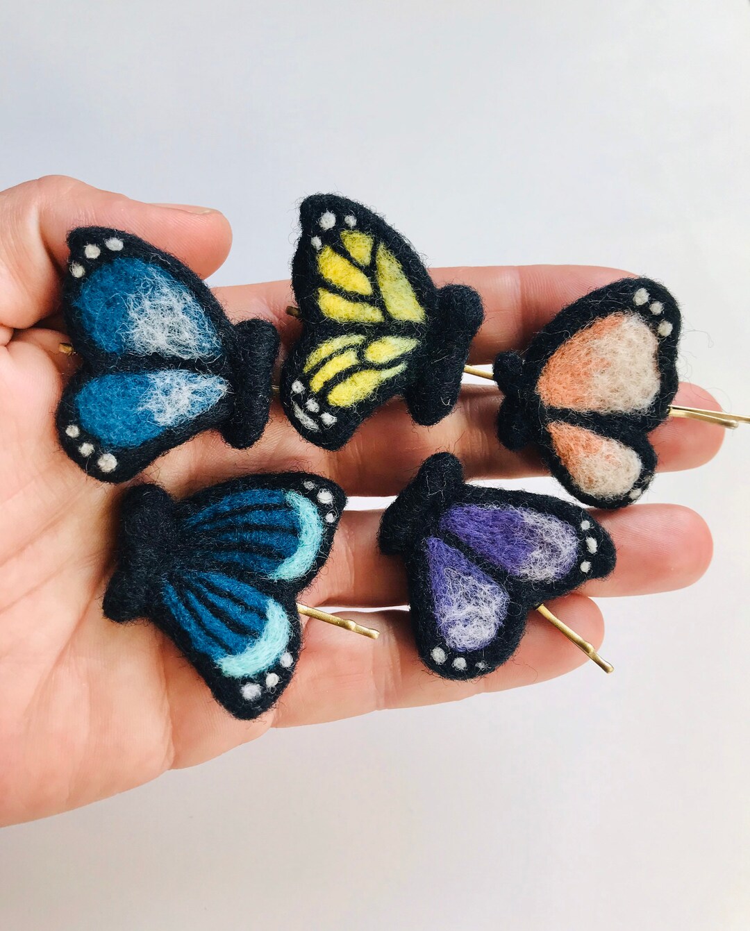 Needle Felted Butterfly Hair Pin, Merino Wool Wearable Handmade Art - Etsy