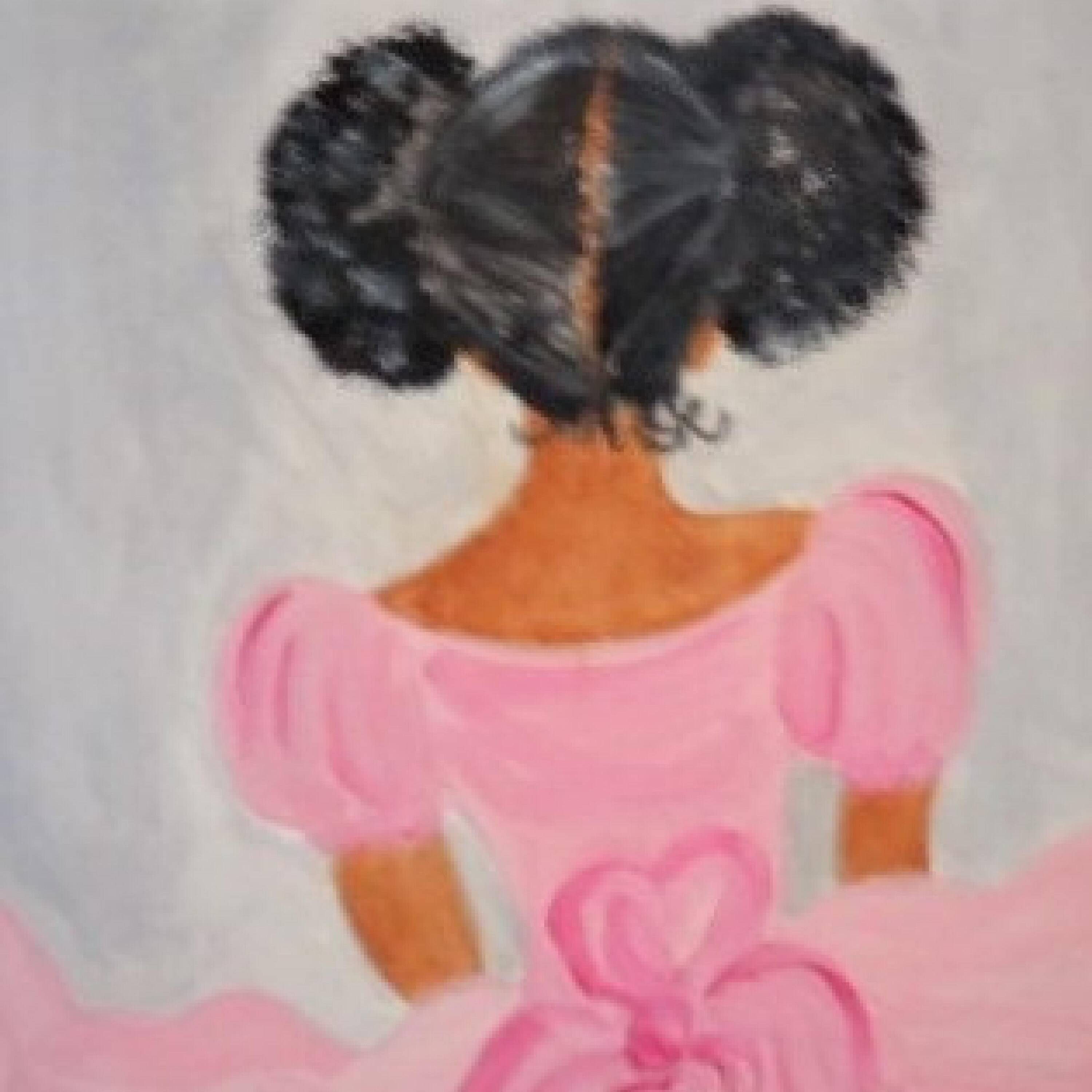 Acrylic Painting of Pretty Girl of Color in Pink Dress - Etsy
