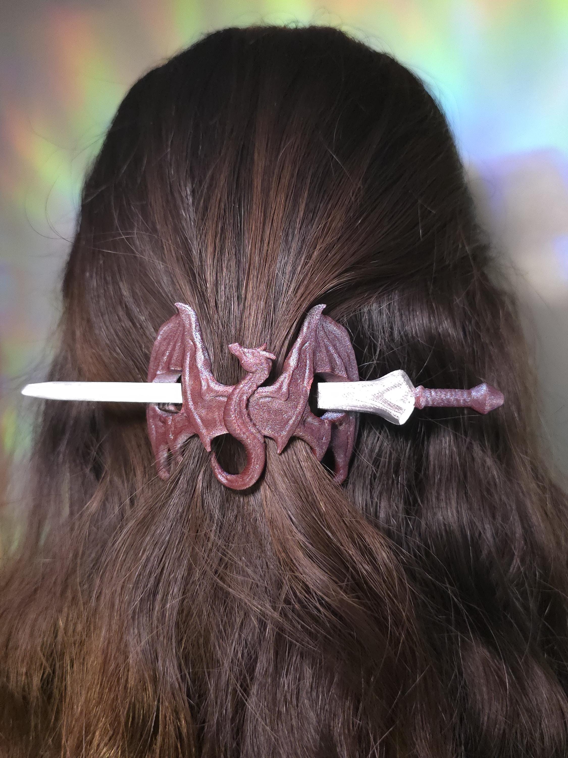 Dragon Spirit Hair Pin – 3D Printed Dragon Sword Hair Stick, Fantasy ...