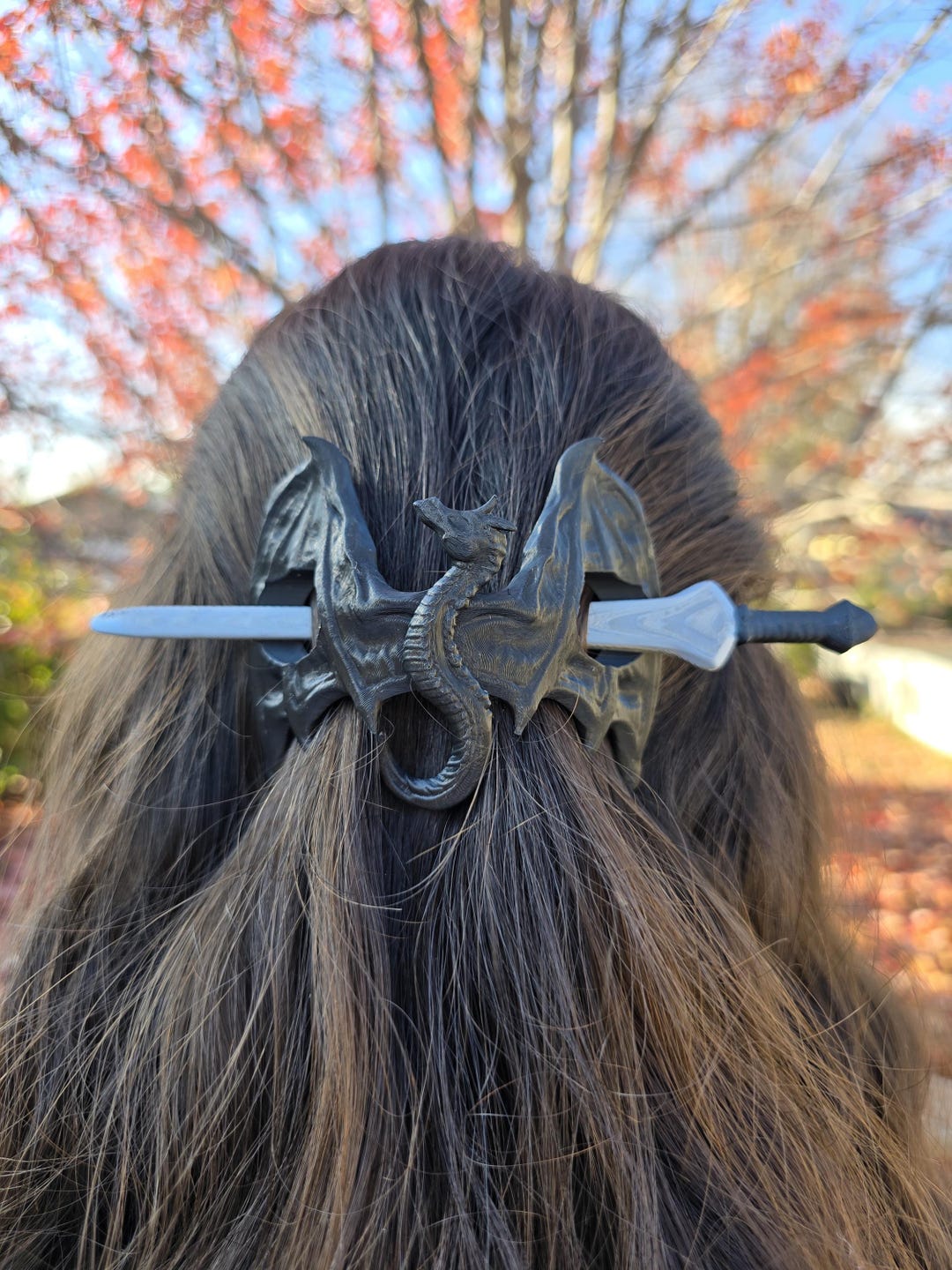 Dragon Spirit Hair Pin – 3D Printed Dragon Sword Hair Stick, Fantasy ...