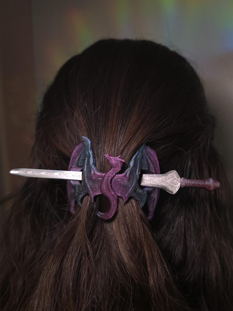 Dragon Spirit Hair Pin – 3D Printed Dragon Sword Hair Stick, Fantasy ...
