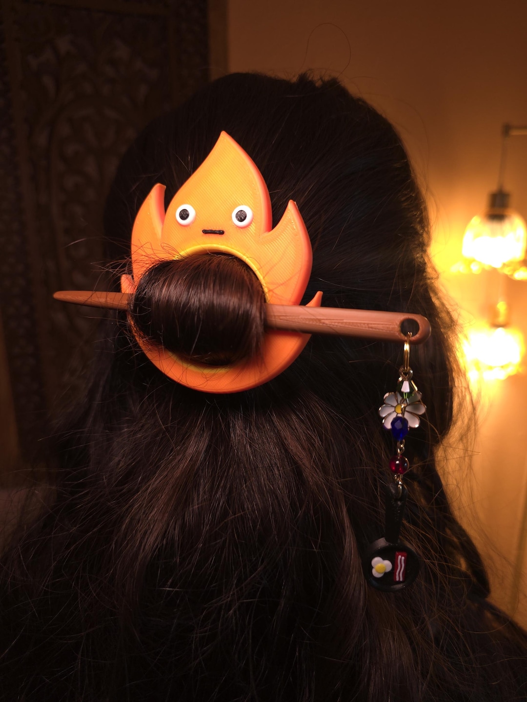 Flame Bun Hair Pin – Cozy Fire Spirit Hair Stick - Etsy