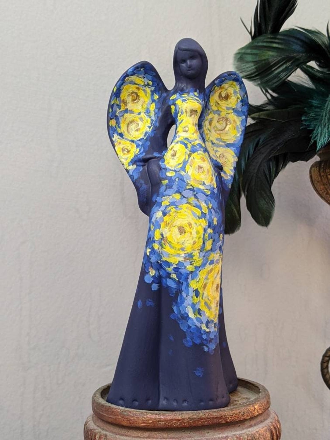 Van Gogh Starry Night Angel Hand Painted - Etsy