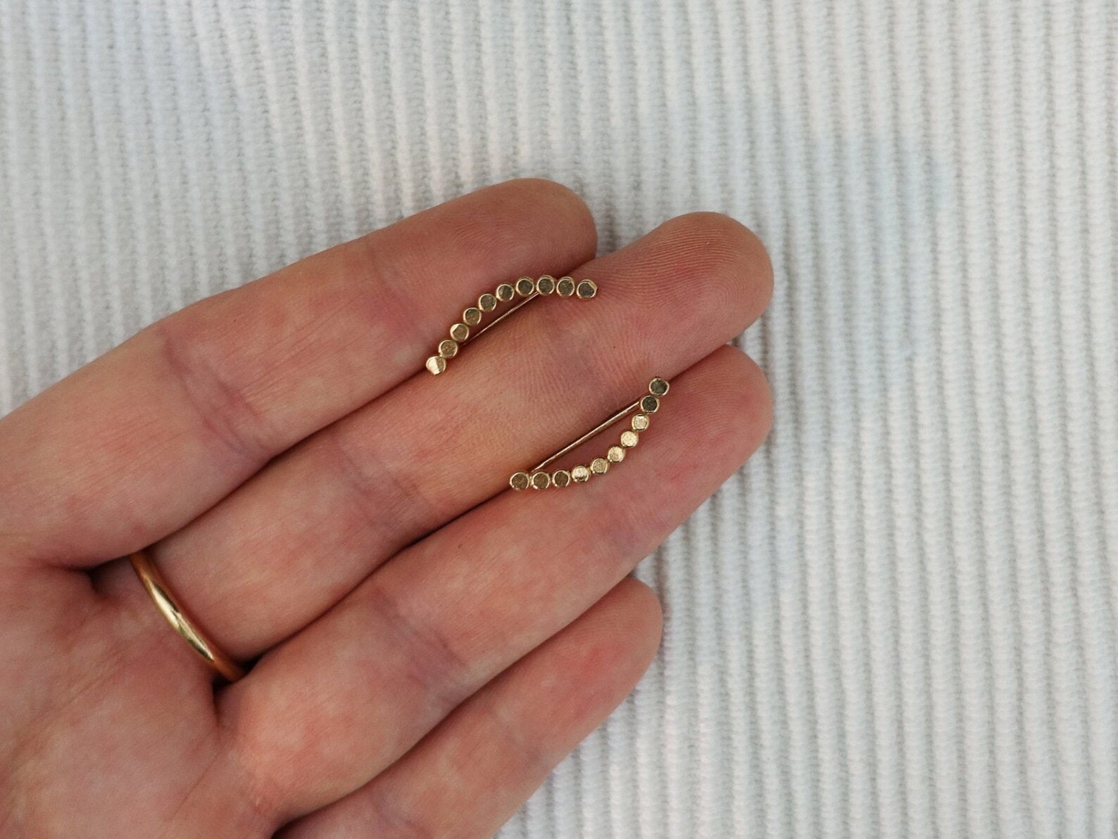 Dotted Ear Climbers Hammered Ear Climbers Modern Earrings - Etsy