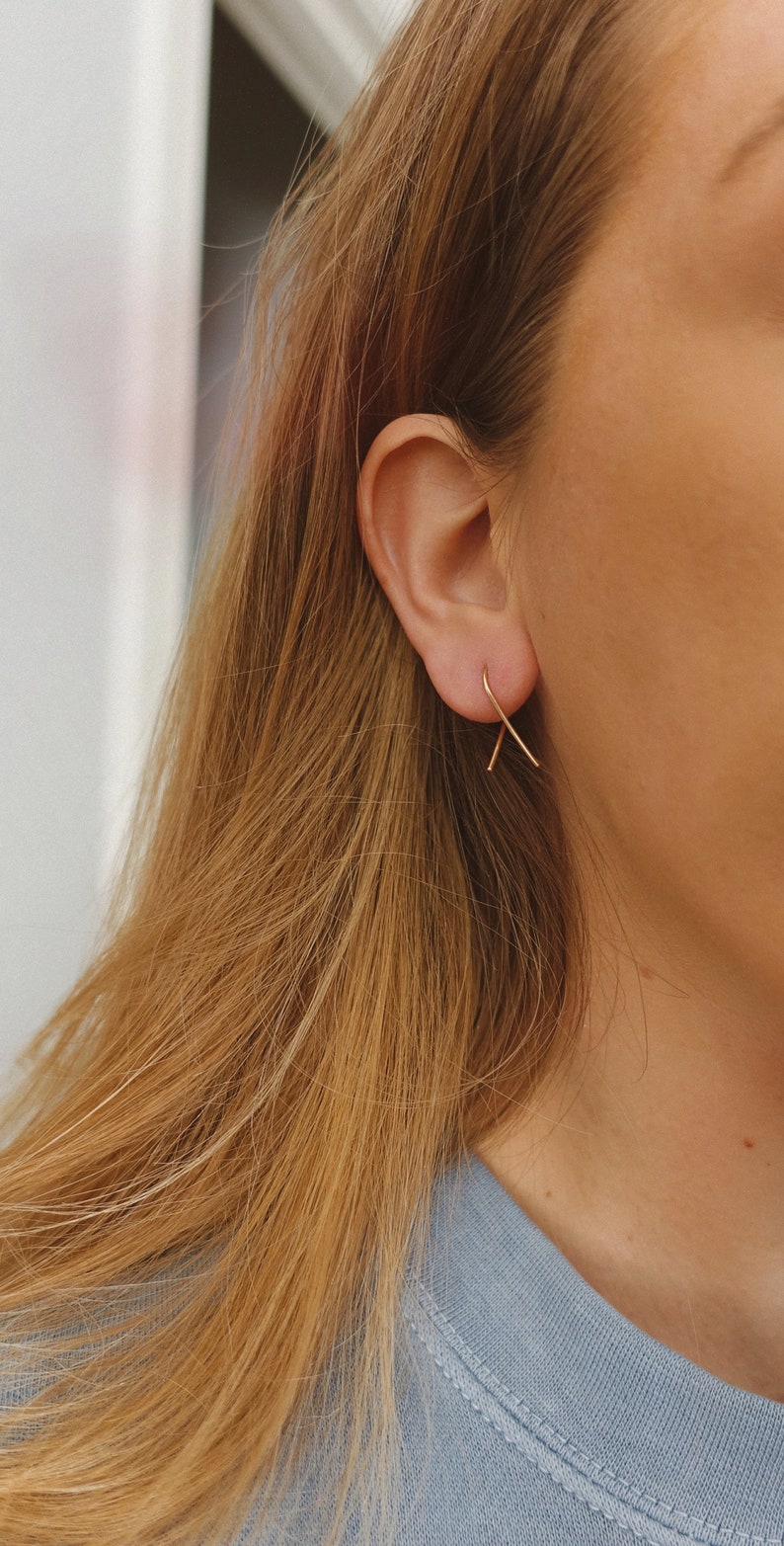 Dainty Twist Earrings • Simple Threader Earrings • Geometric Wire ...