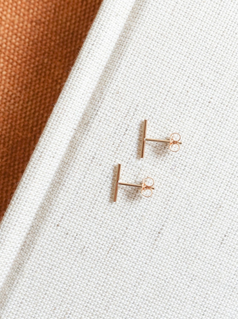 Tiny Bar Earrings Line Earrings Line Posts Simple Staple - Etsy