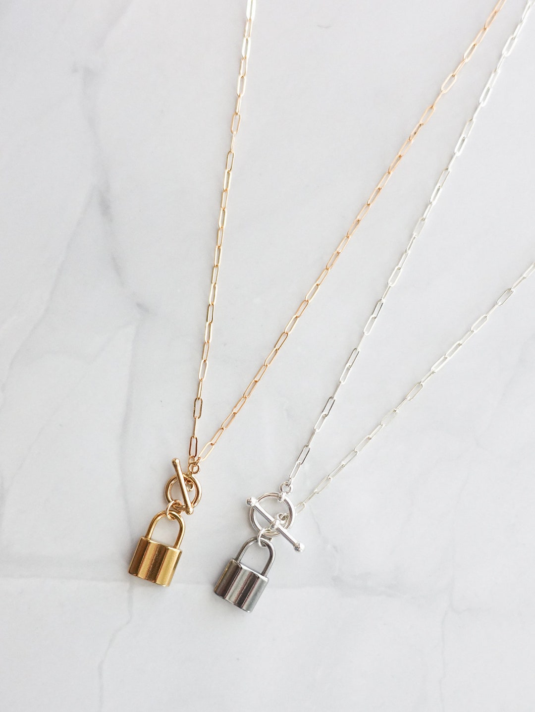 Lock Necklace • Gold Padlock Jewelry • Toggle Clasp Necklace • Modern ...