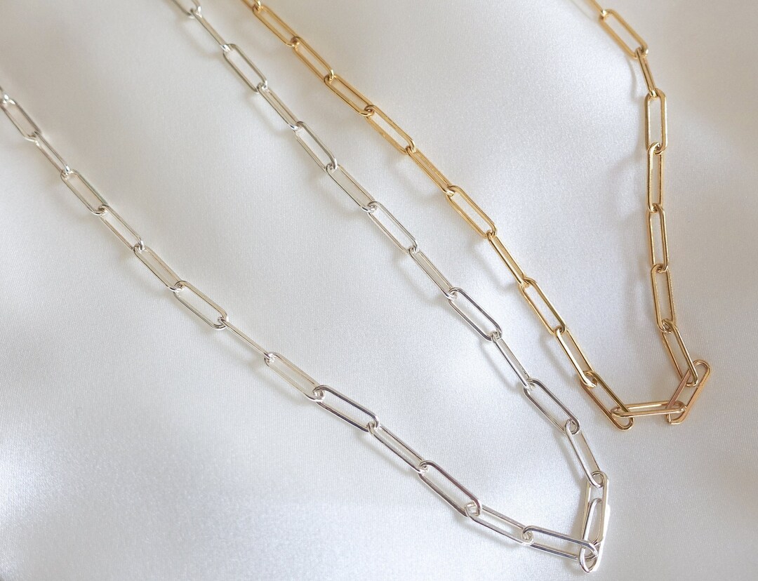 Paperclip Necklace • Large Paperclip Jewelry • Flat Link Necklace ...