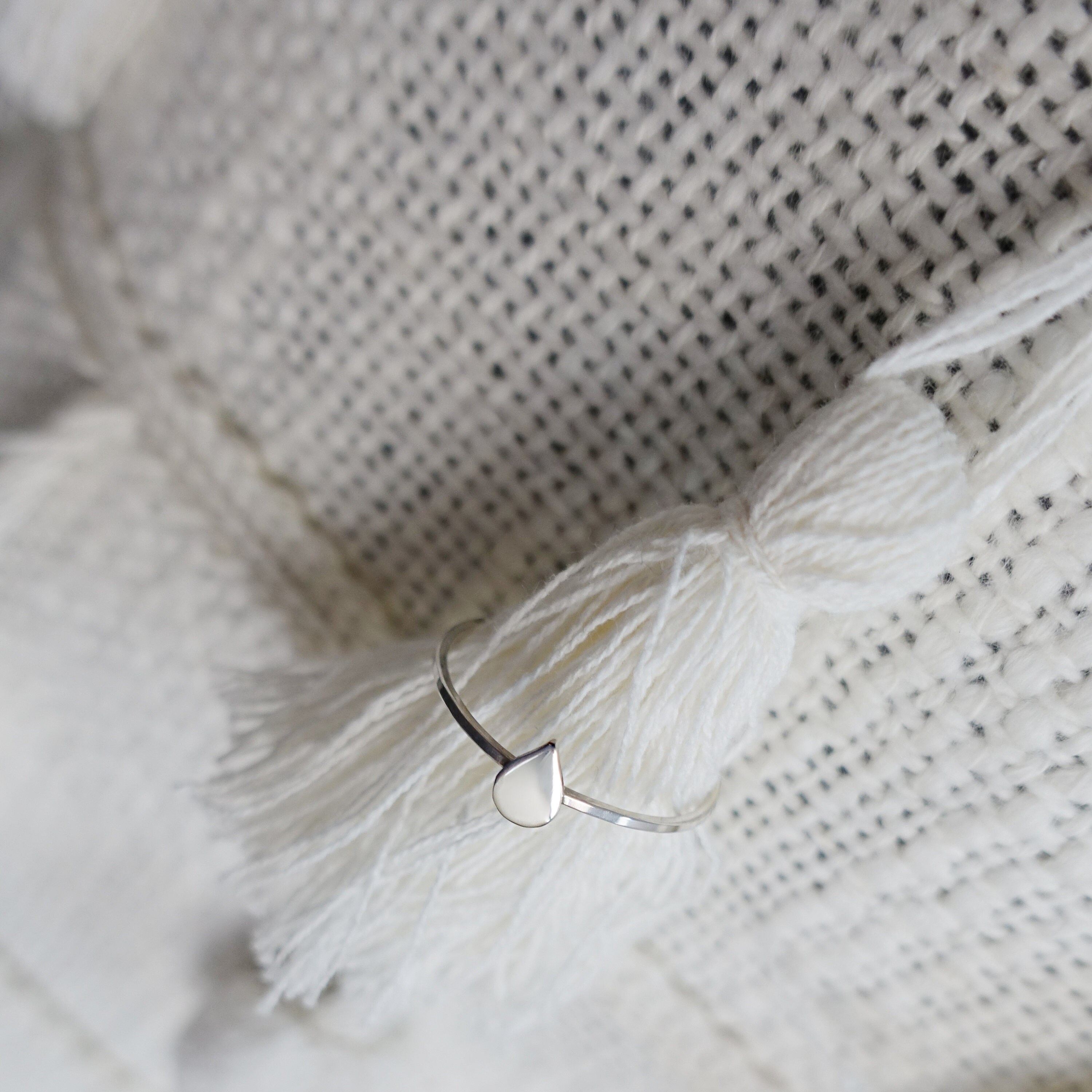 Dainty Raindrop Stacking Ring Tiny Minimalist Ring Pear | Etsy