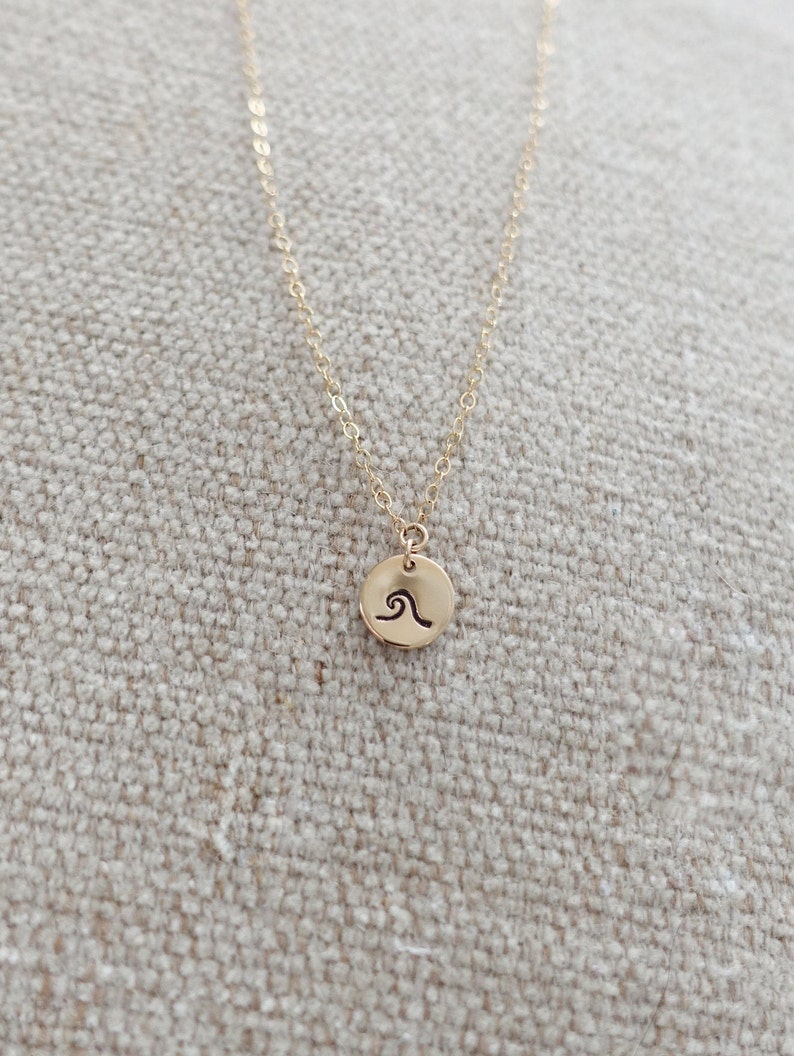 Ocean Wave Necklace Gold-Filled Beach Jewelry Small Disk | Etsy