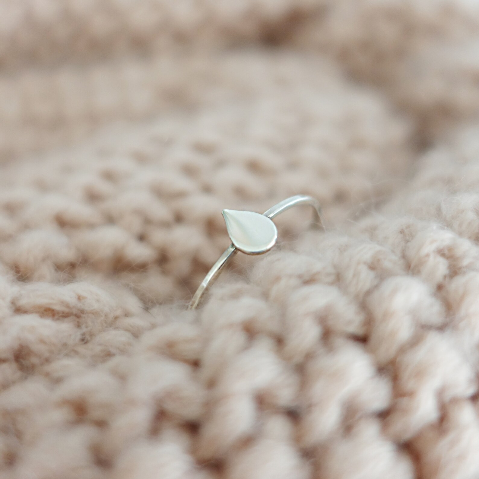 Dainty Raindrop Stacking Ring Tiny Minimalist Ring Pear - Etsy