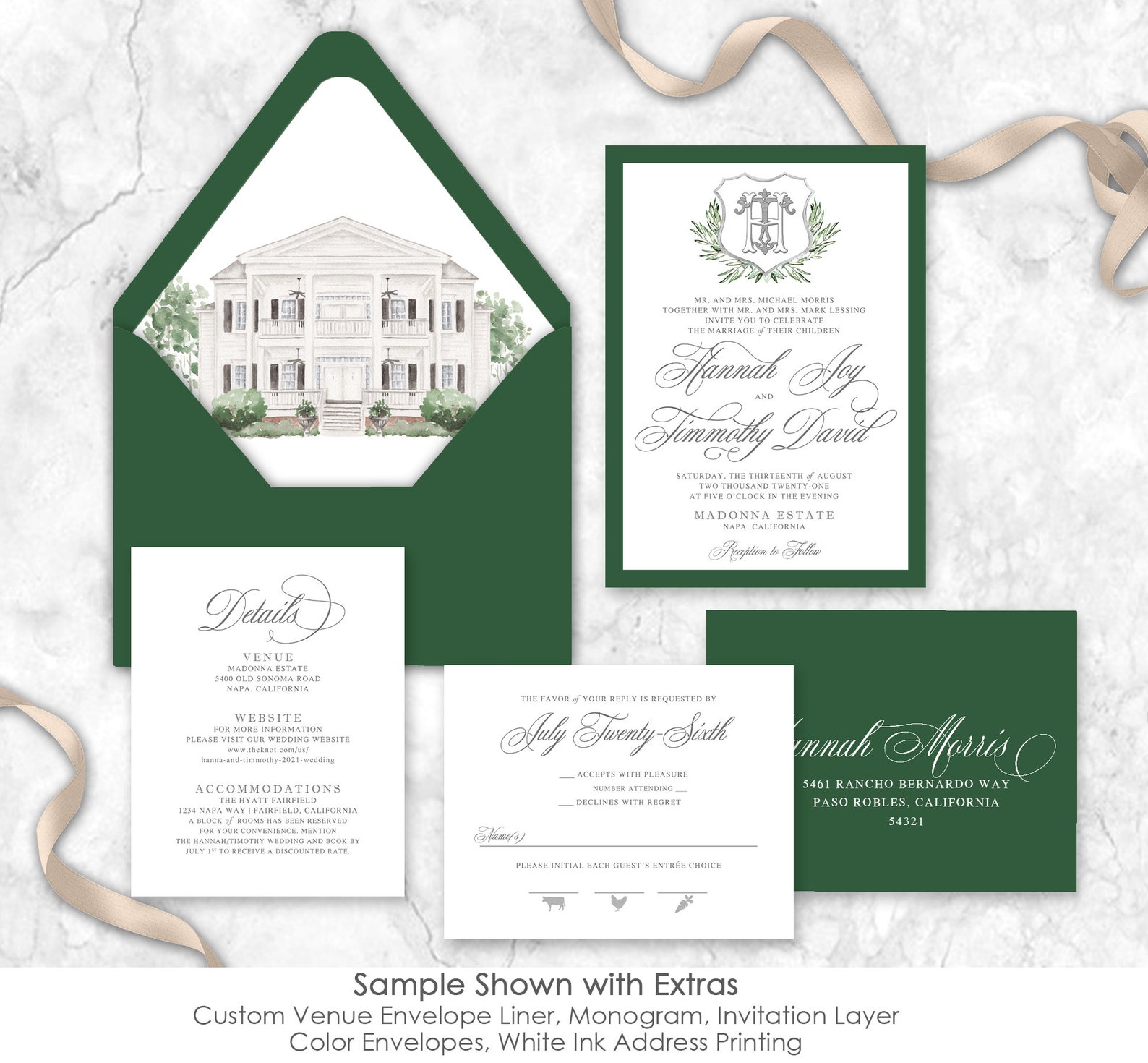 Formal Crest Wedding Invitation Interlocking Monogram Crest - Etsy