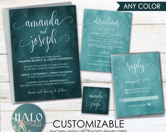 Teal Wedding Invitation | Etsy
