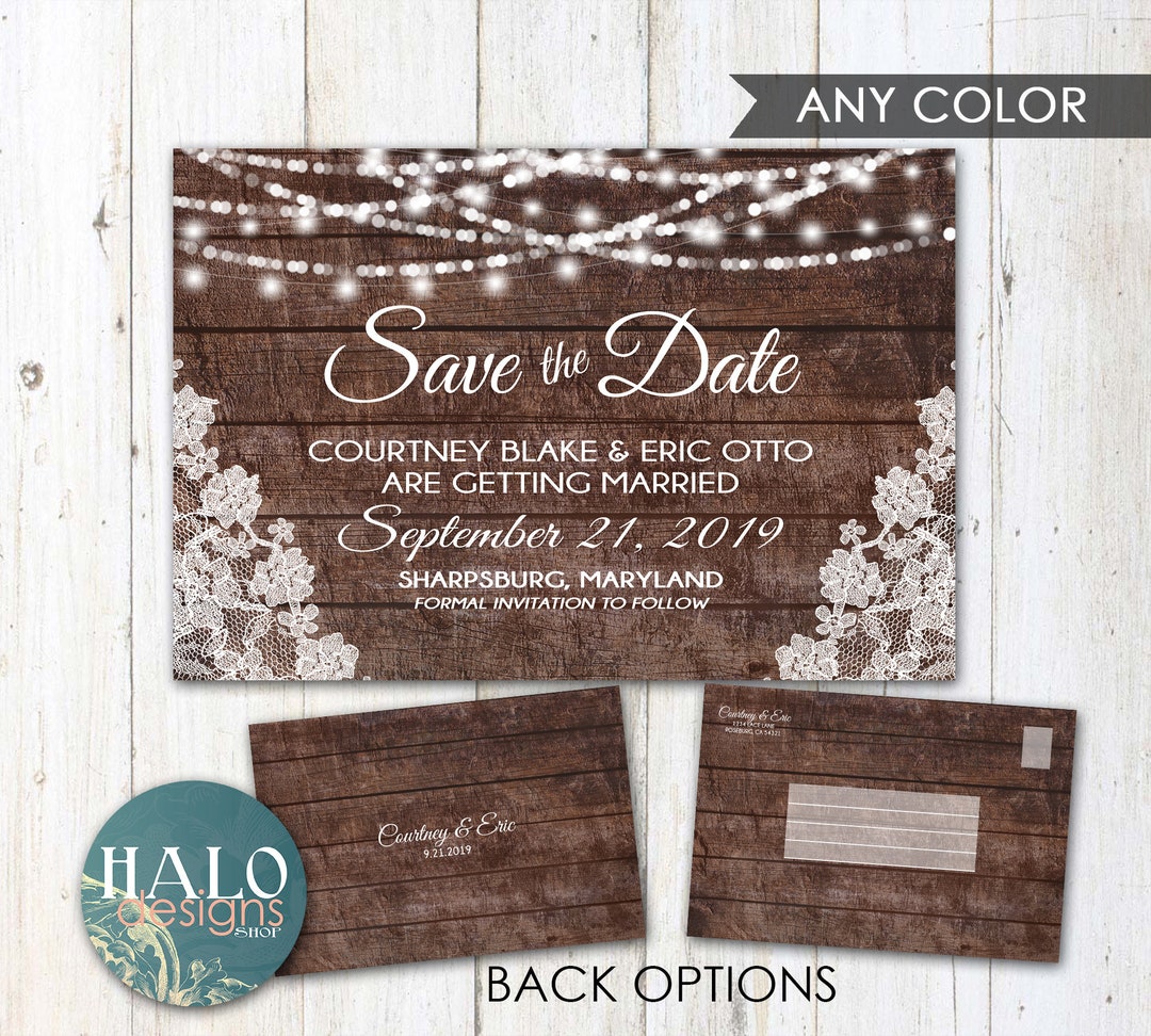 Rustic Save the Date, ANY COLOR, Save the Date Postcard, Save the Date ...