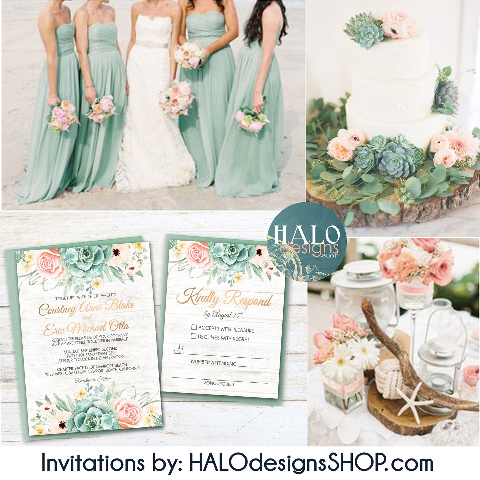 Rustic Blue Wedding Invitationany Colornavy Succulent - Etsy