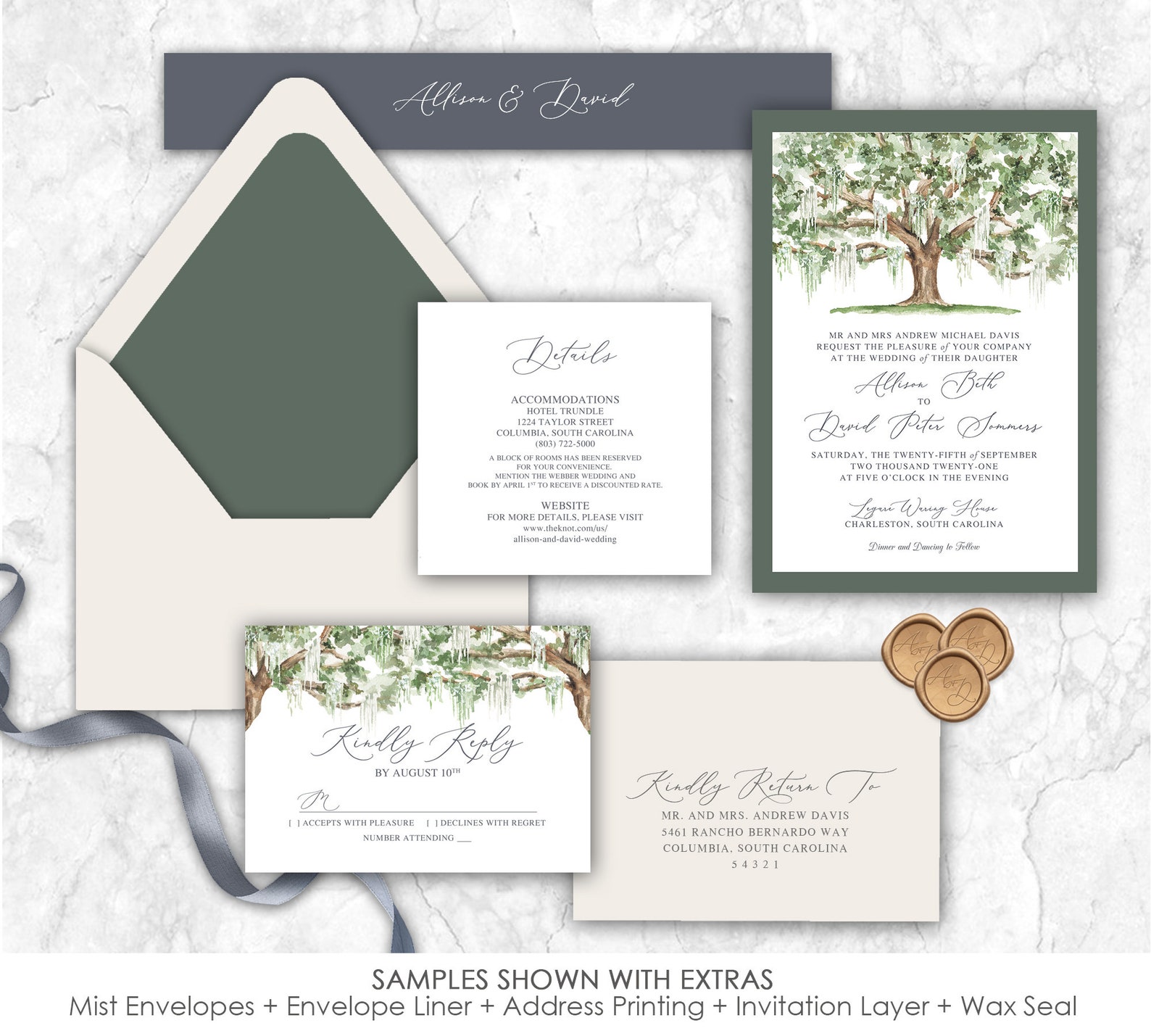 Southern Oak Tree Save the Date | Spanish Moss Covered Tree ...