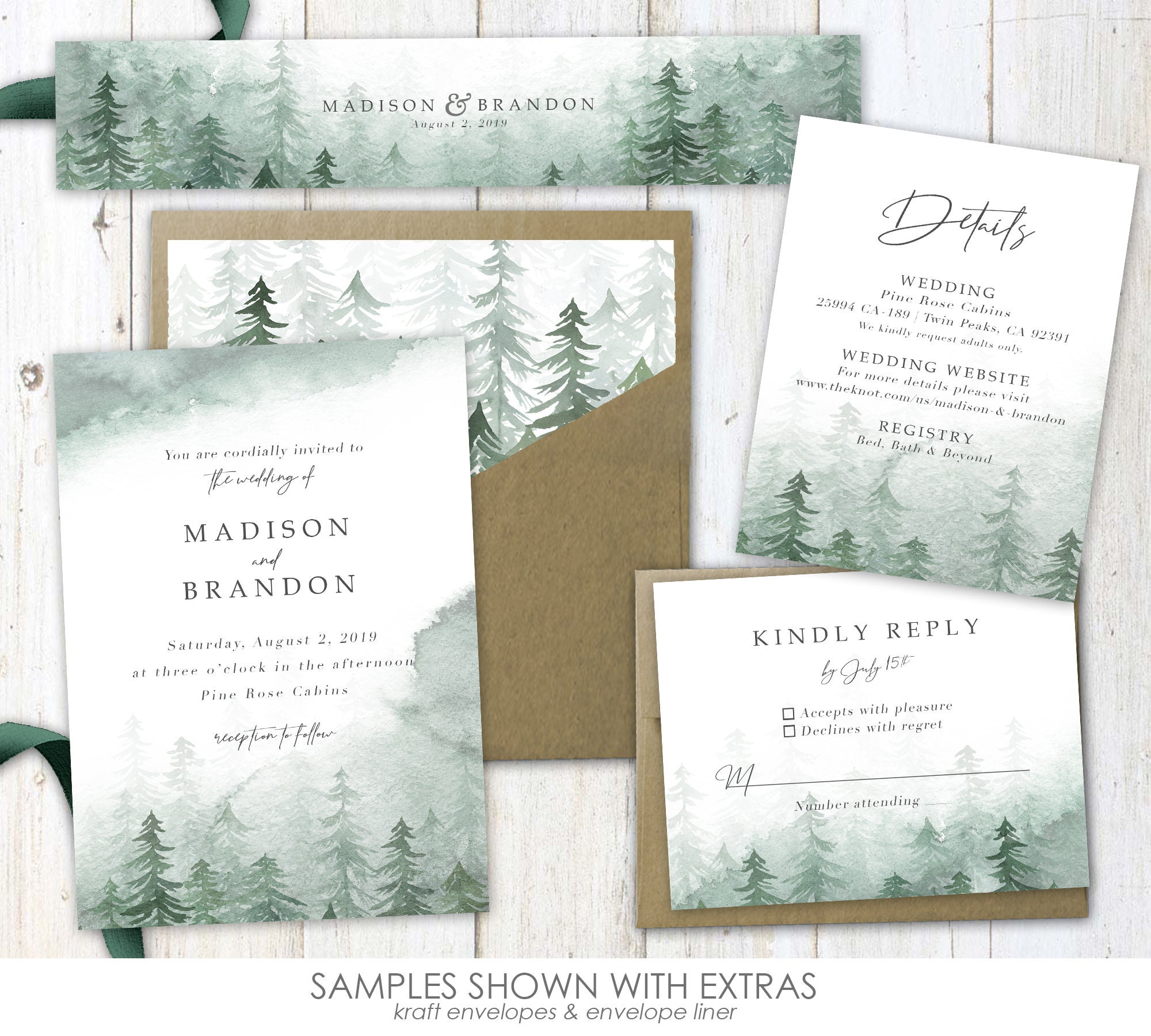 Rustic Wedding Invitation ANY COLOR Mountain Wedding - Etsy