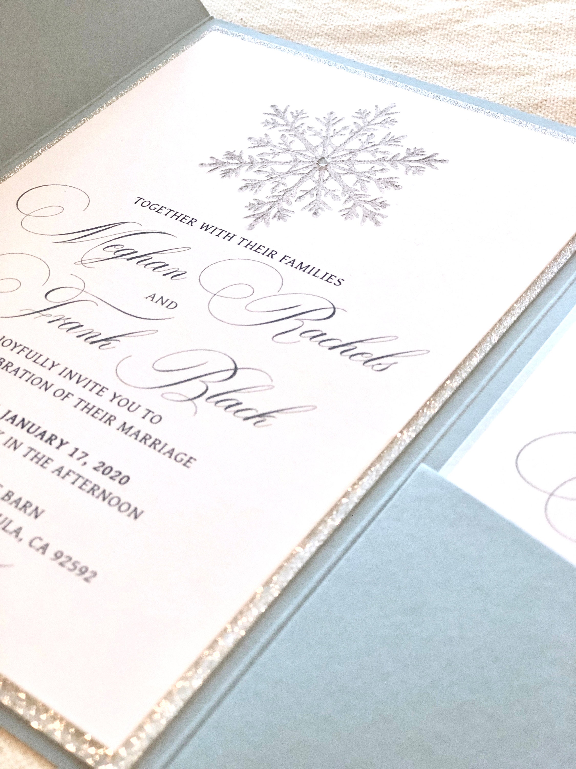 Snowflake Wedding Invitations Winter Wedding Wedding - Etsy