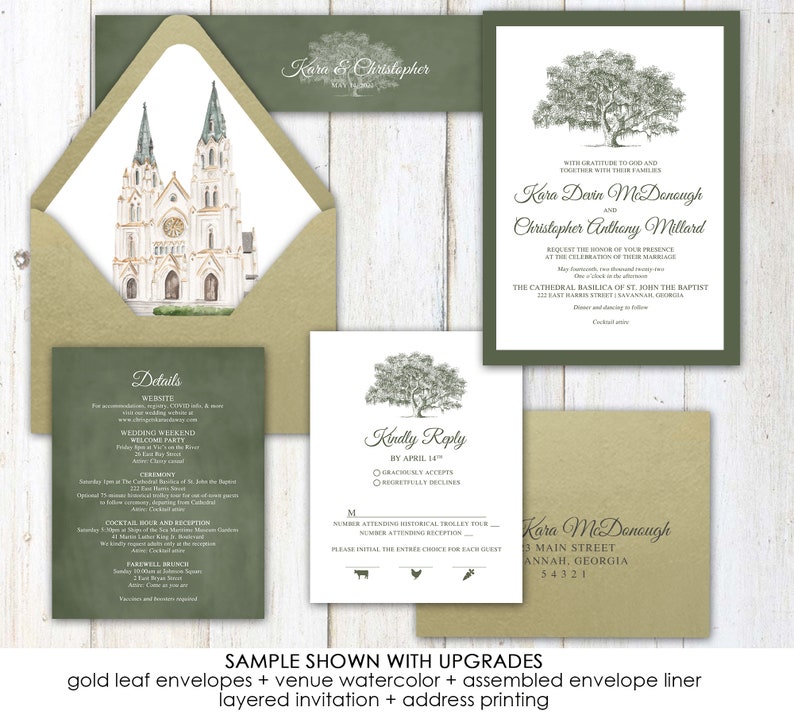 Southern Oak Tree Wedding Invitation Oak Wedding Invitation - Etsy