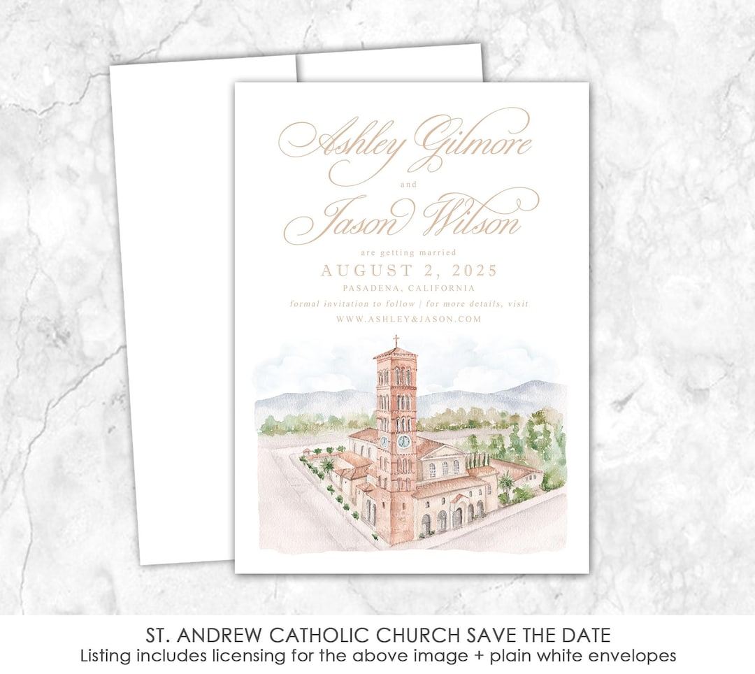 St Andrew Catholic Church Save the Date | Pasadena, California | Hand ...