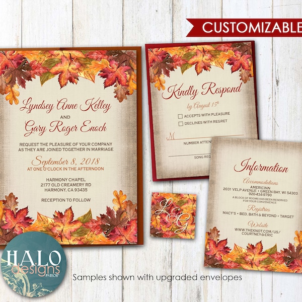 Fall Wedding Invitations - Etsy