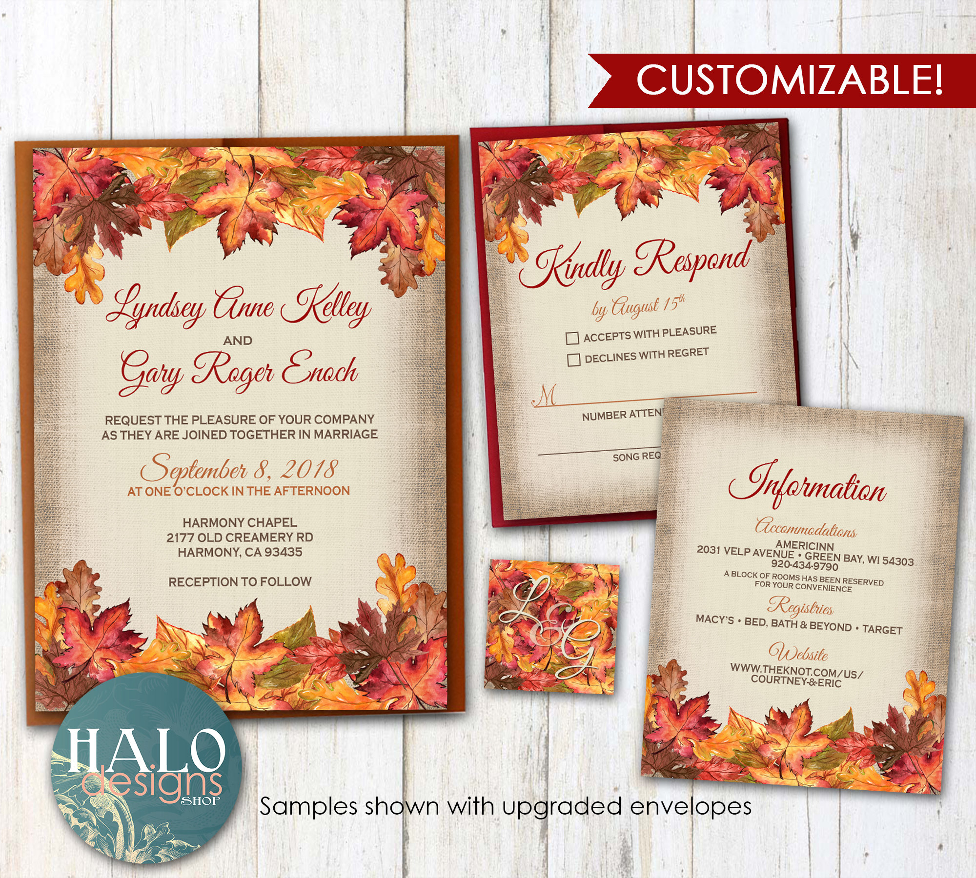 Rustic Fall Wedding Invitation Orange & Plum Wedding | Etsy