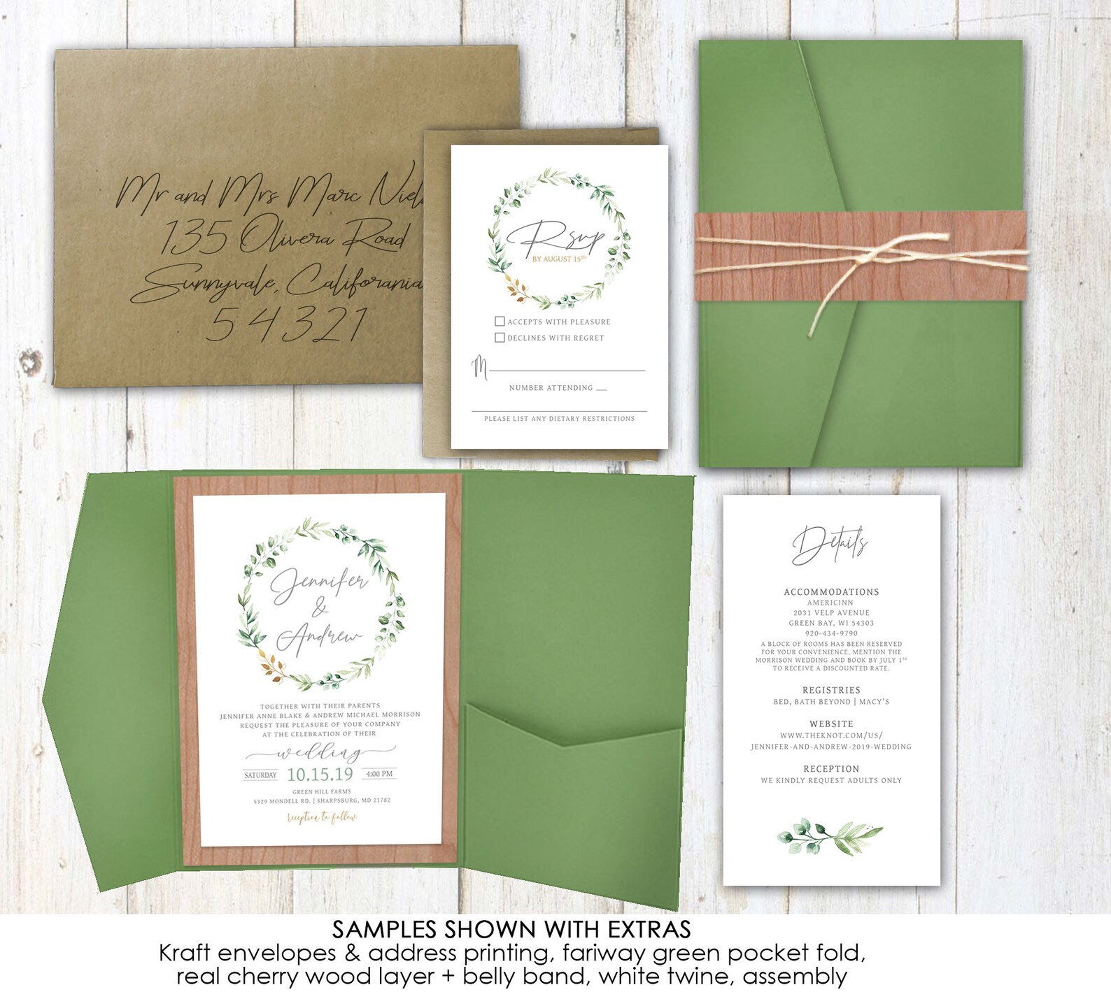 Simple Wedding Invitation Classic wedding simple greenery | Etsy