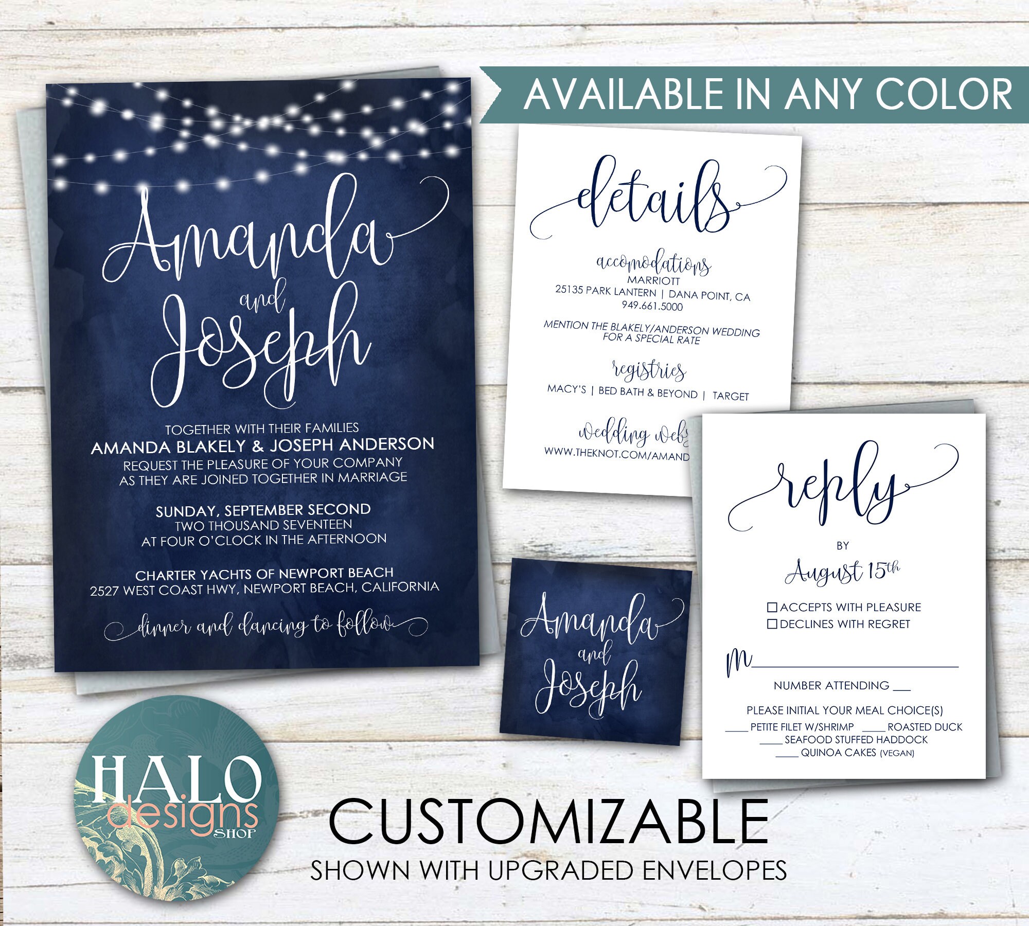 Navy Wedding Invitation ANY COLOR Navy Wedding Invite Navy | Etsy