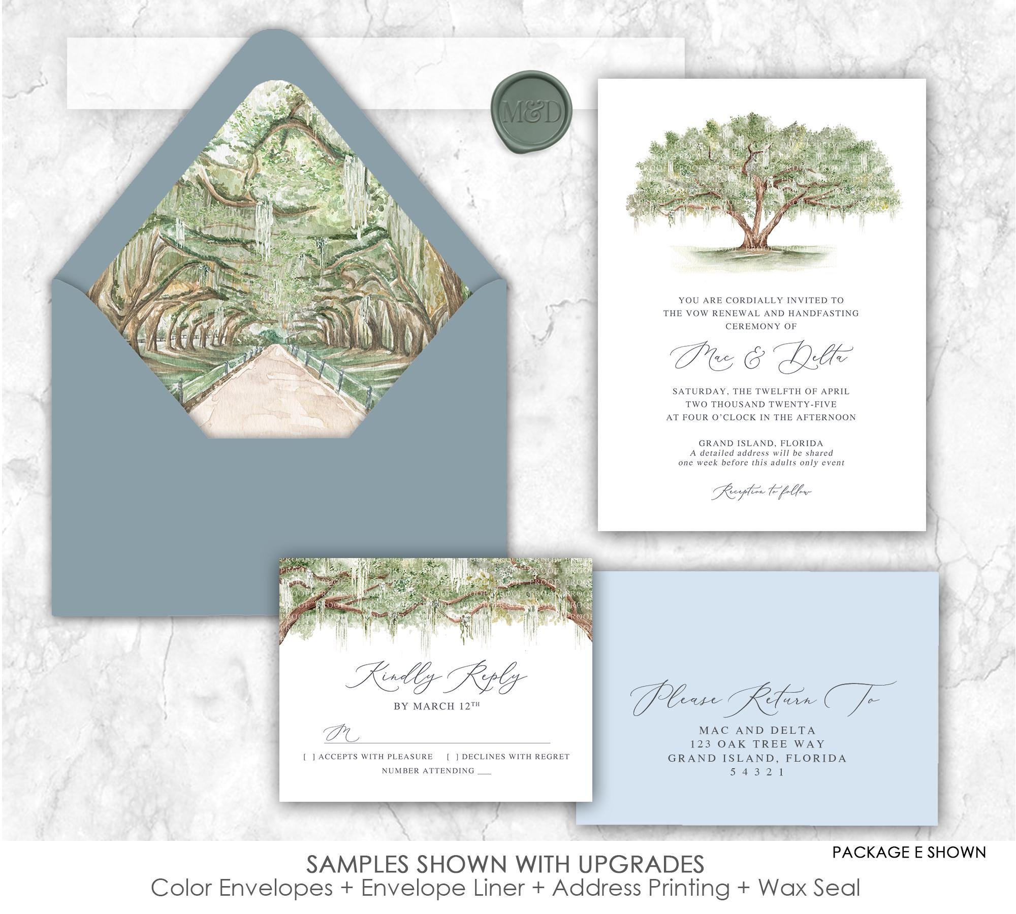 Oak Tree Save the Date | Hand-painted Southern Wedding Invitation - Etsy