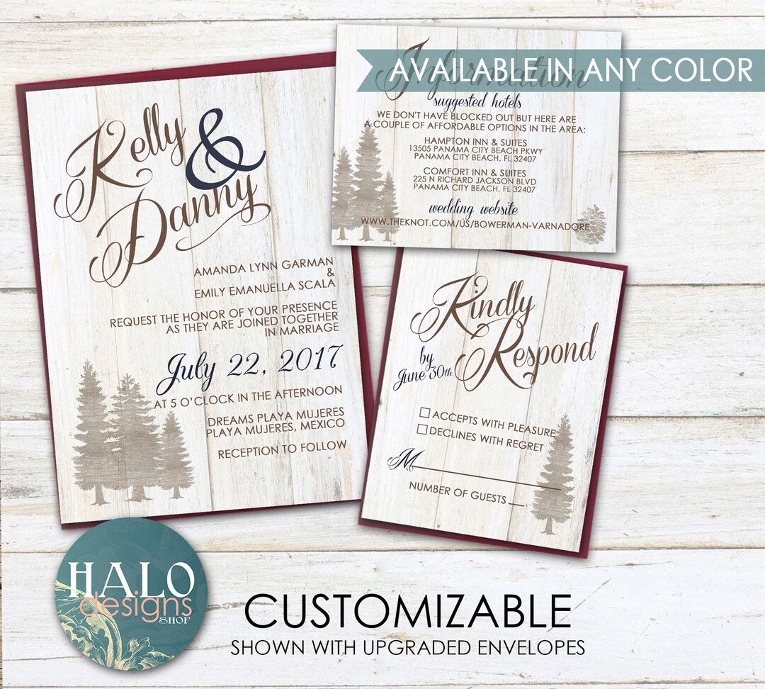 Rustic Wedding Invitation ANY COLOR Mountain Wedding - Etsy