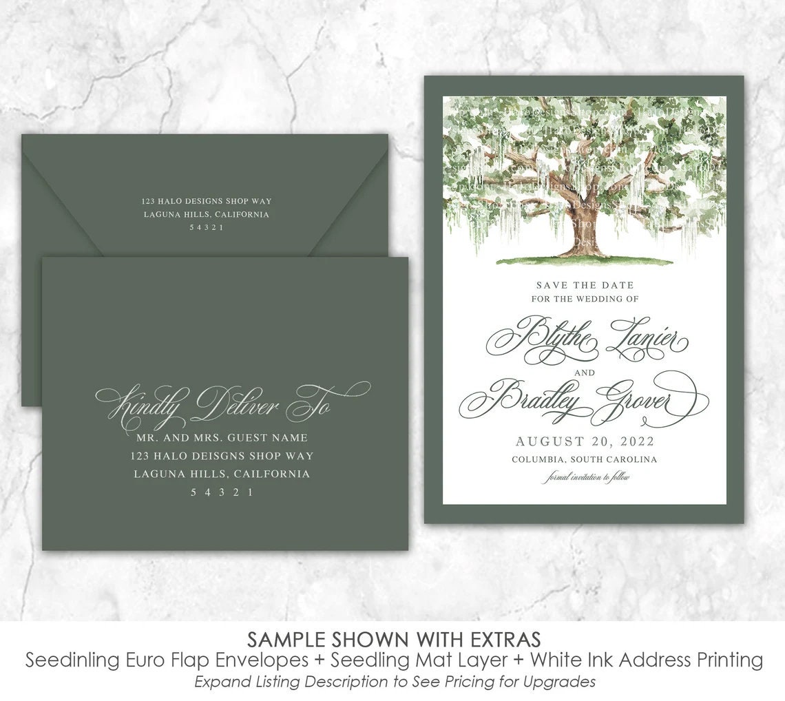 Oak Tree Save the Date | Southern Spanish Moss | Southern Oak | Tree ...