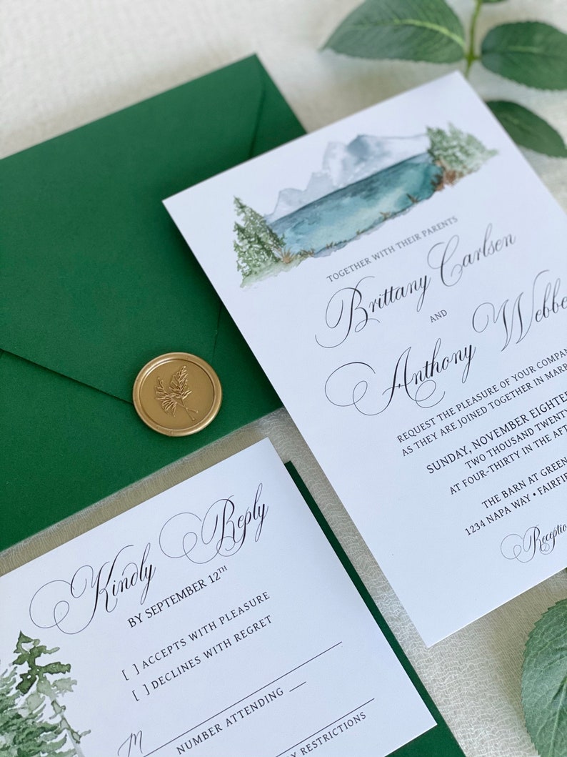 Lakeside Wedding Invitation Lake Venue Lake Watercolor - Etsy