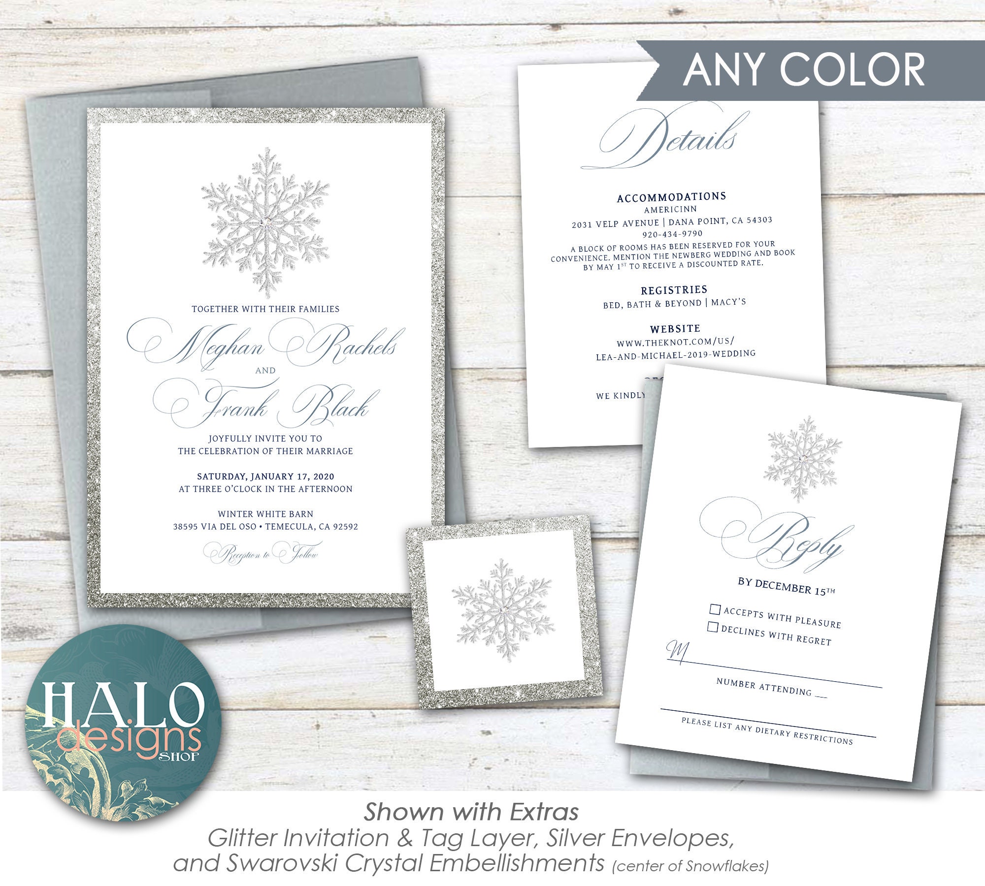 Snowflake Wedding Invitations Winter Wedding Wedding - Etsy
